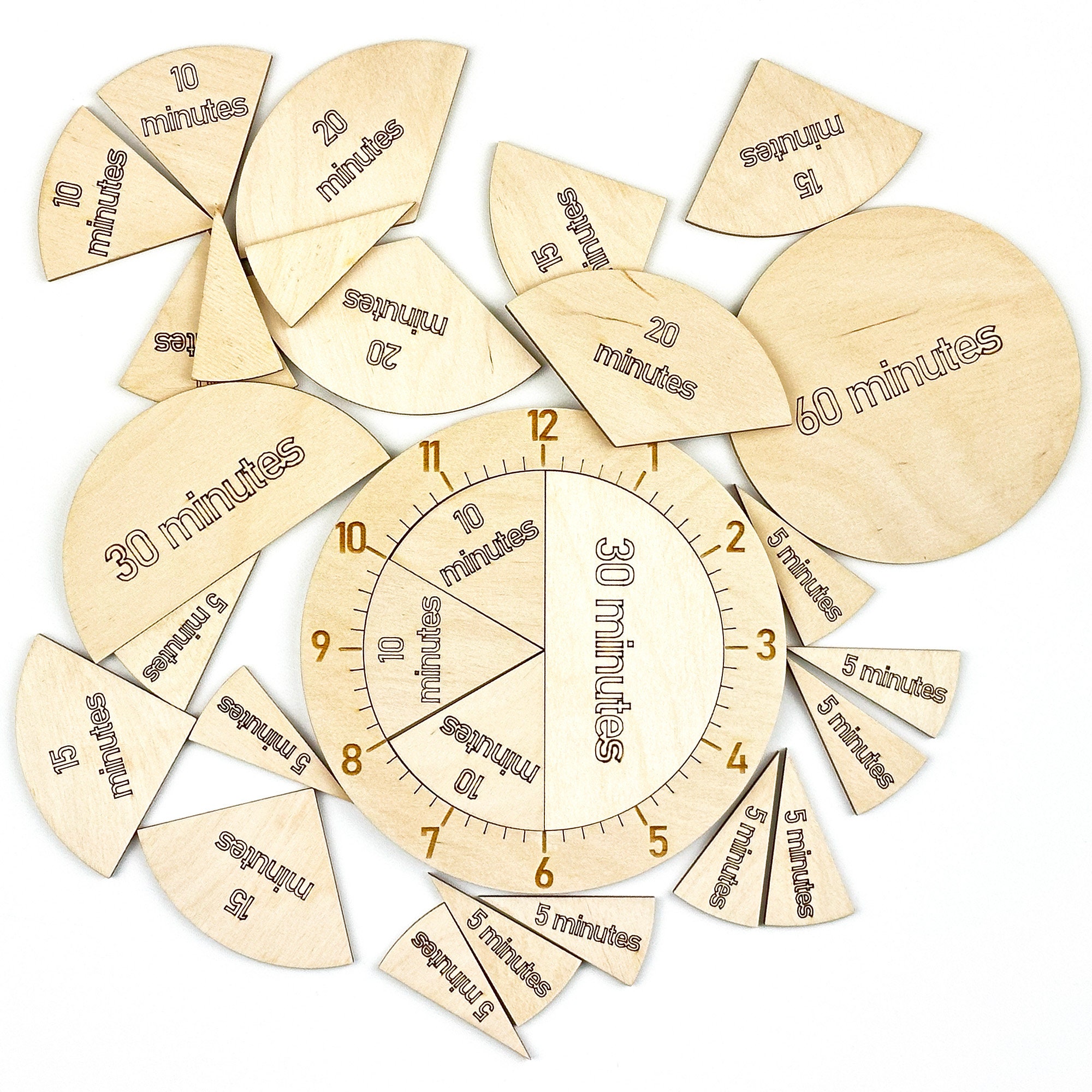 Wooden Time Fraction Learning Kit Time Fraction Learning Set - Etsy