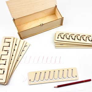 Montessori Stencils Set, Writing Skills Wooden Stencil Set, Preschool ...