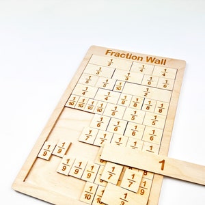 Wooden Fraction Tiles Set- 55 Pieces, Montessori Fraction Learning Tool ...