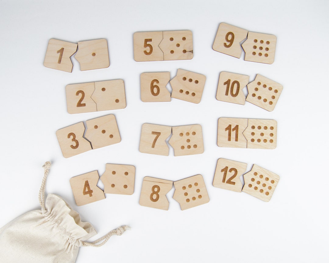 Montessori Wooden Number Match Puzzle Handmade Wood Matching - Etsy