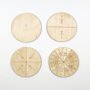 Wooden Fraction Learning Circle Kit, Math Education Toolset, Math ...