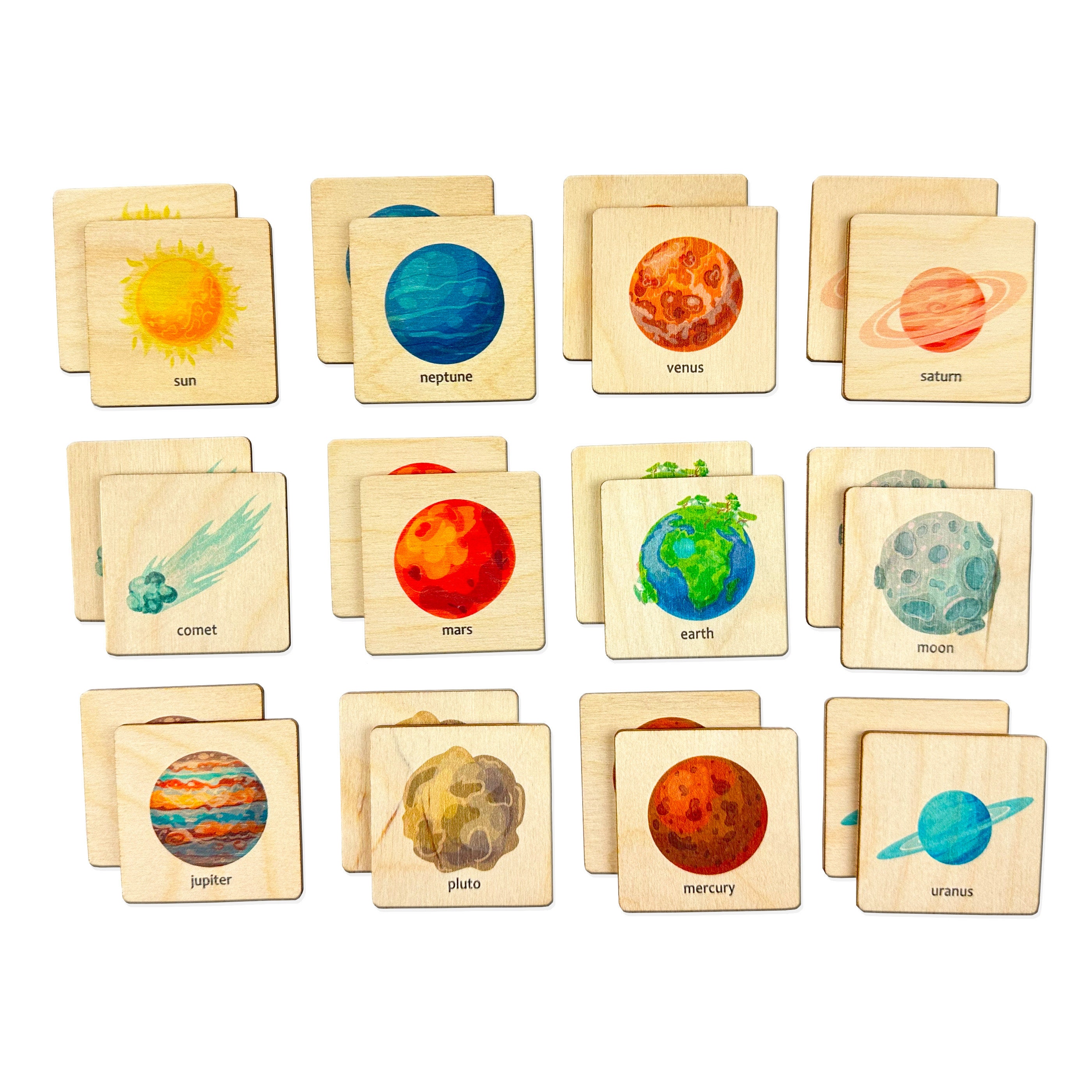 Montessori Wooden Space Solar System Memory Game | Homeschool ...