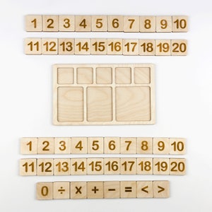 Wooden Maths Board With Numbers and Symbols, Addition and Subtraction ...