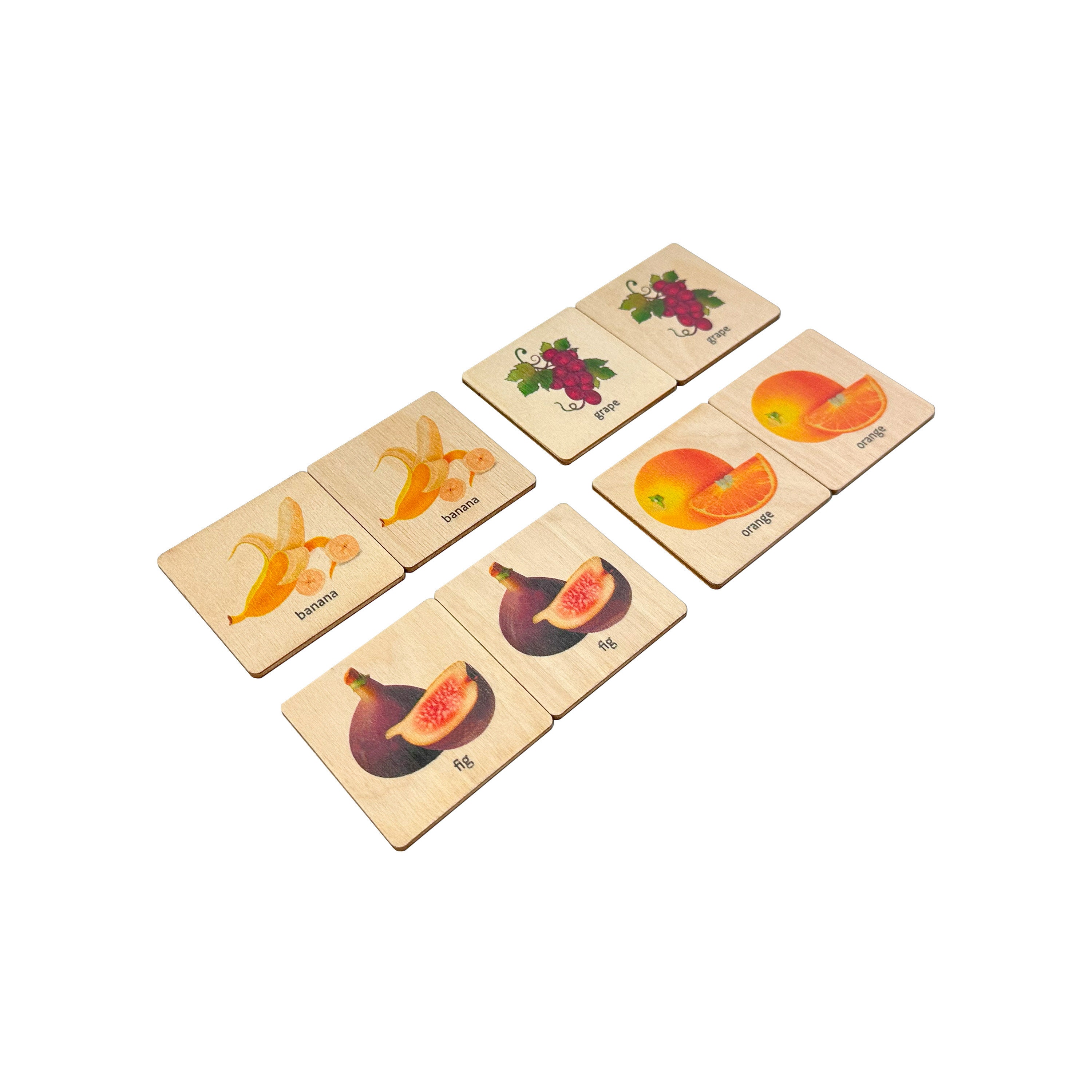 Wooden Fruits Memory Game | Montessori Fruits Matching Cards Activity ...
