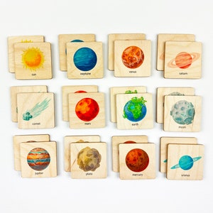 Montessori Wooden Space Memory Game, Solar System Matching Cards ...