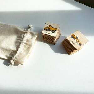 Montessori Wooden Construction Truck Car Memory Game, Construction ...