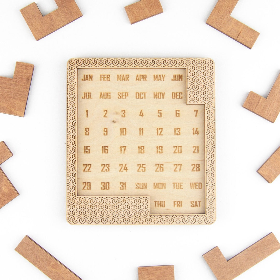 Personalizable A Puzzle A Day Wooden Calendar, Daily Mindful Exercise, Brain Teaser Challenge ...