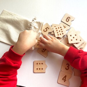 Montessori Wooden Number Match Puzzle, Handmade Wood Matching Game ...