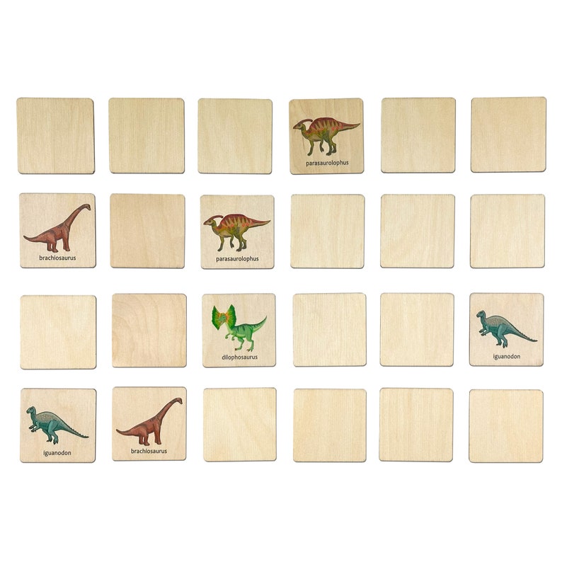 Montessori Wooden Dinosaurs Memory Game | Homeschool, Preschool ...