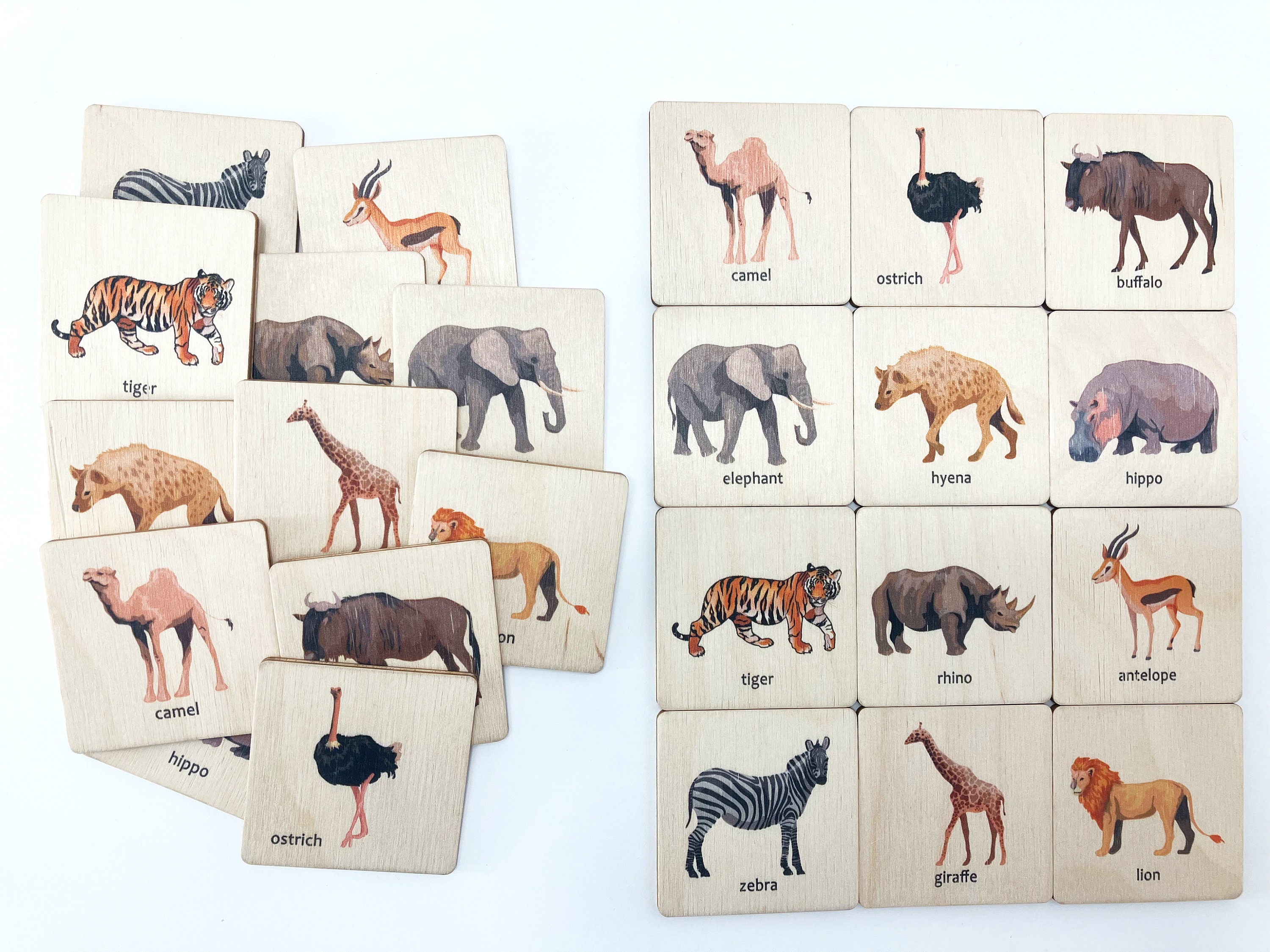 Wooden Safari Animals Memory Game Montessori Wooden Wild - Etsy