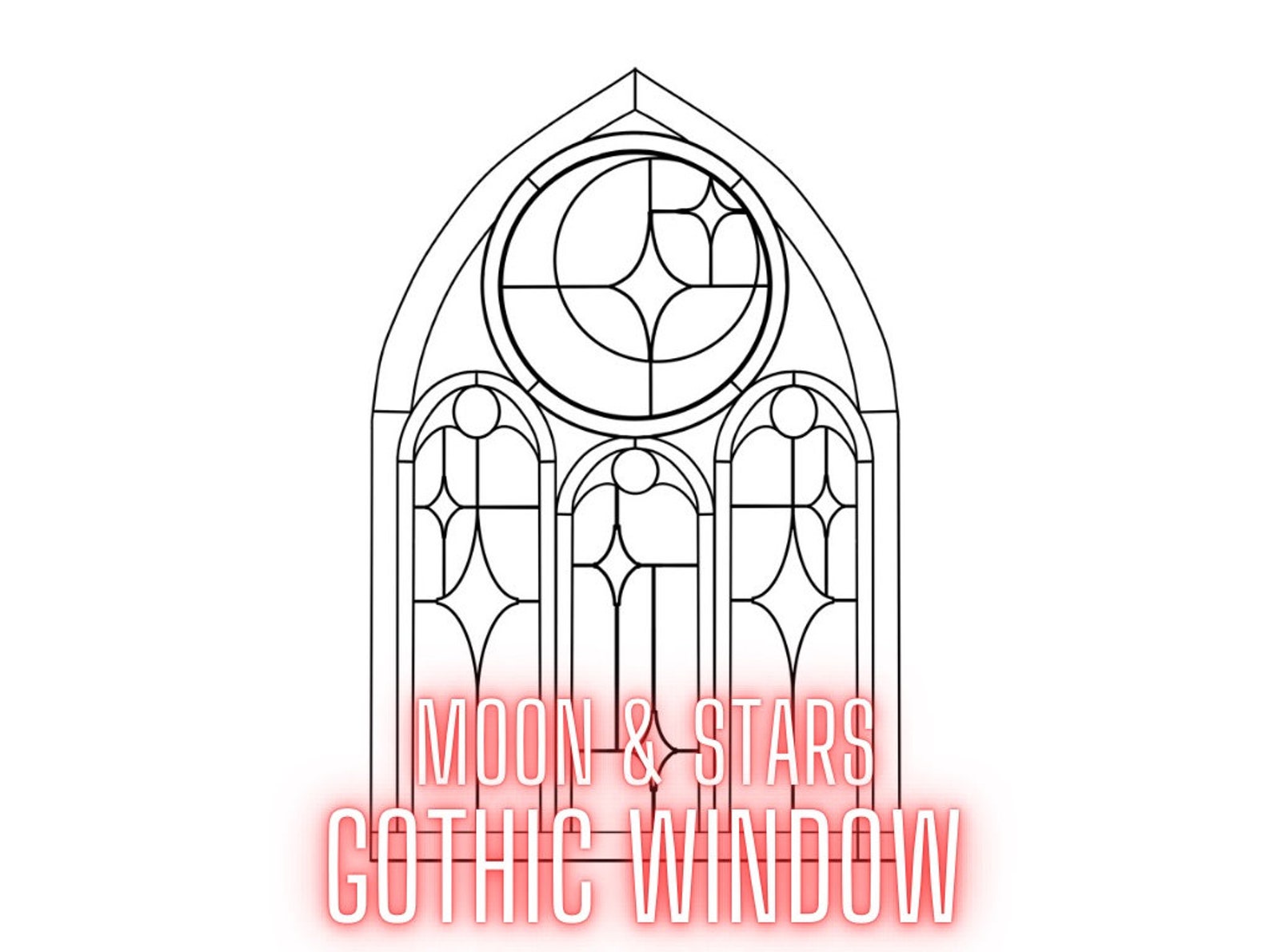 Moon and Stars Gothic Window Panel Stained Glass Printable Download ...