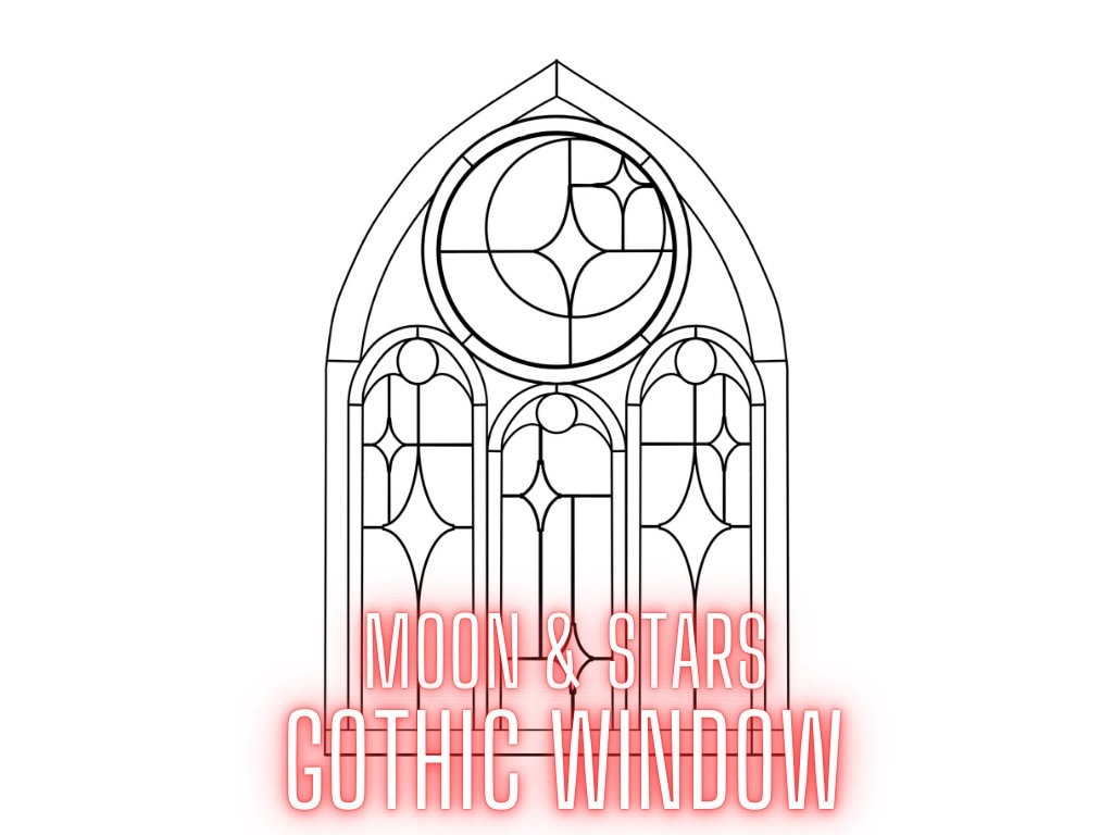 Moon and Stars Gothic Window Panel Stained Glass Printable Download ...