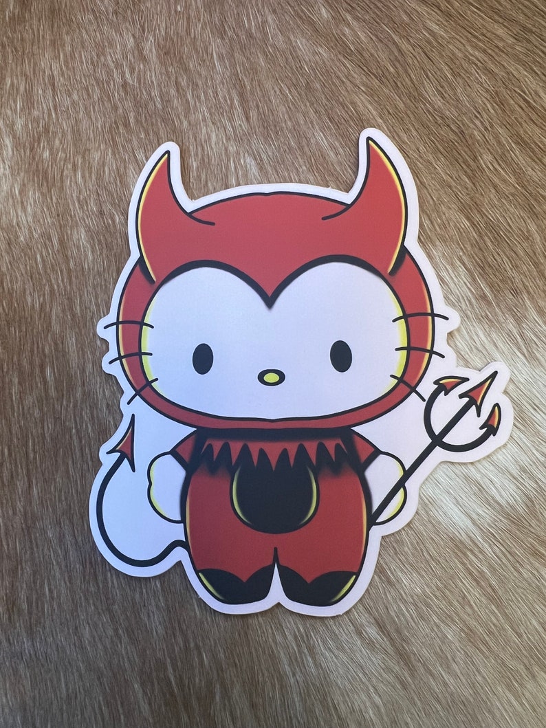 Traditional Hello Kitty Devil Tattoo Flash Die Cut Vinyl Sticker - Etsy ...
