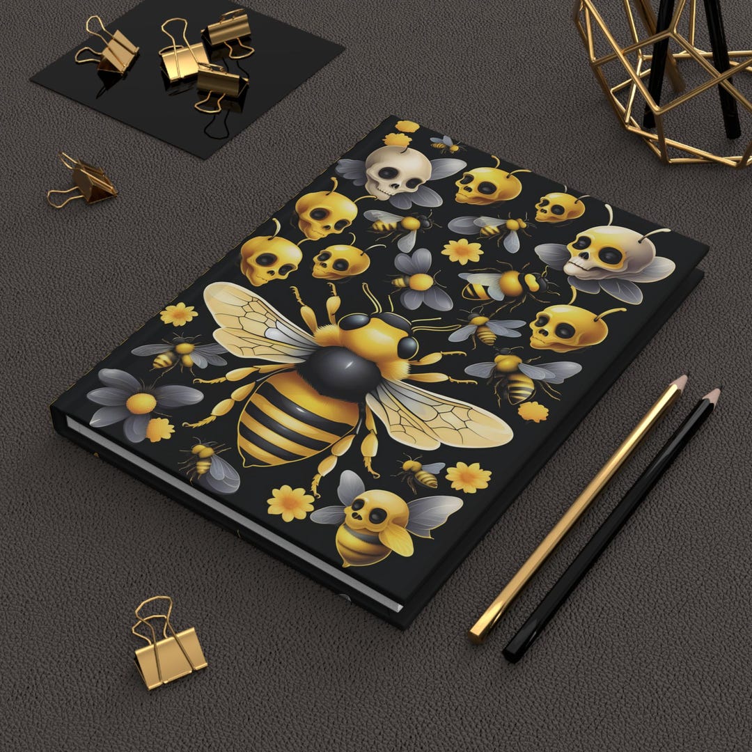 Hardcover Journal Matte, Cute and Creepy Bee Journal, Wasps, Goth, Gift ...