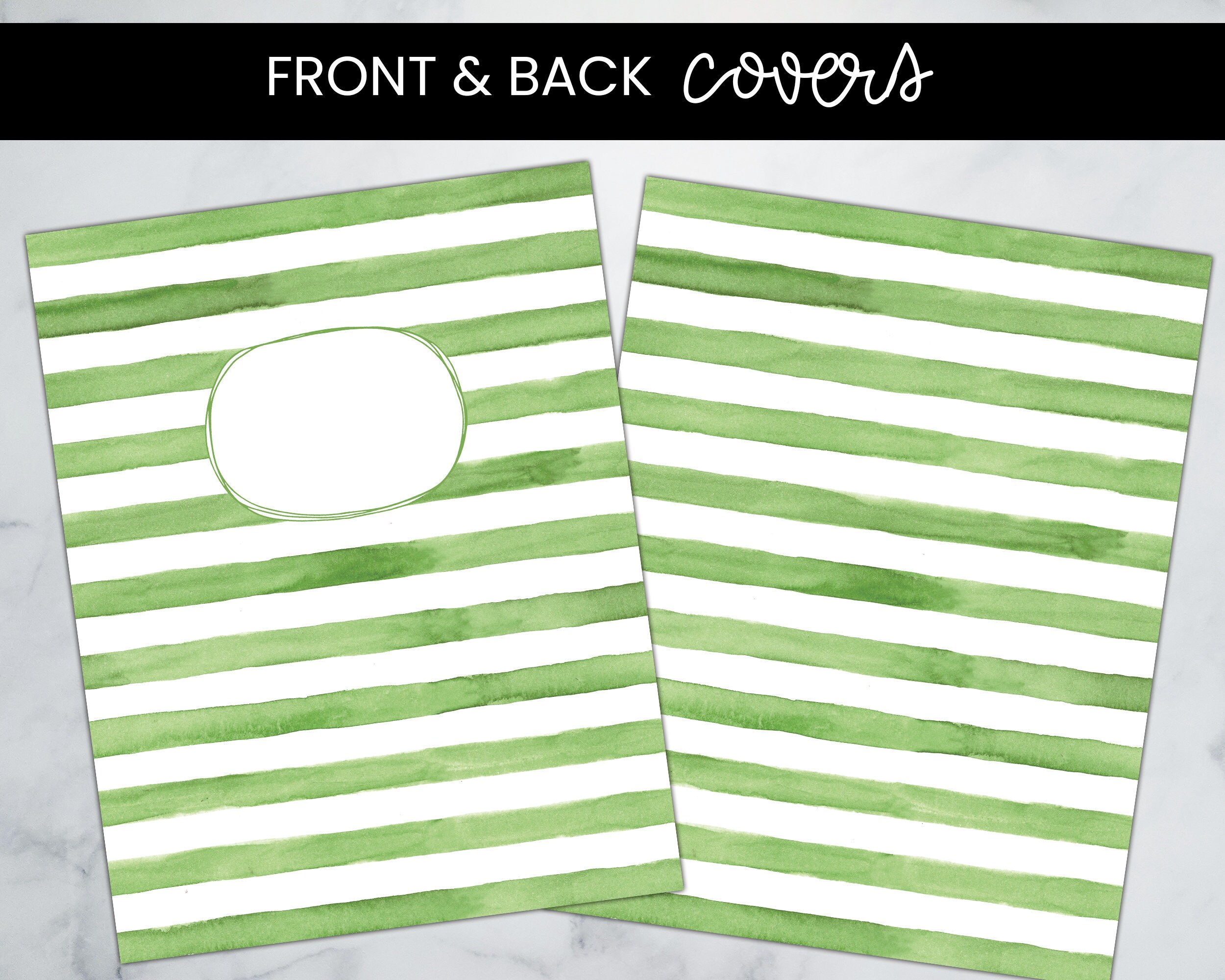 Binder Covers & Spines Editable Watercolor Stripes 6 Colors - Etsy