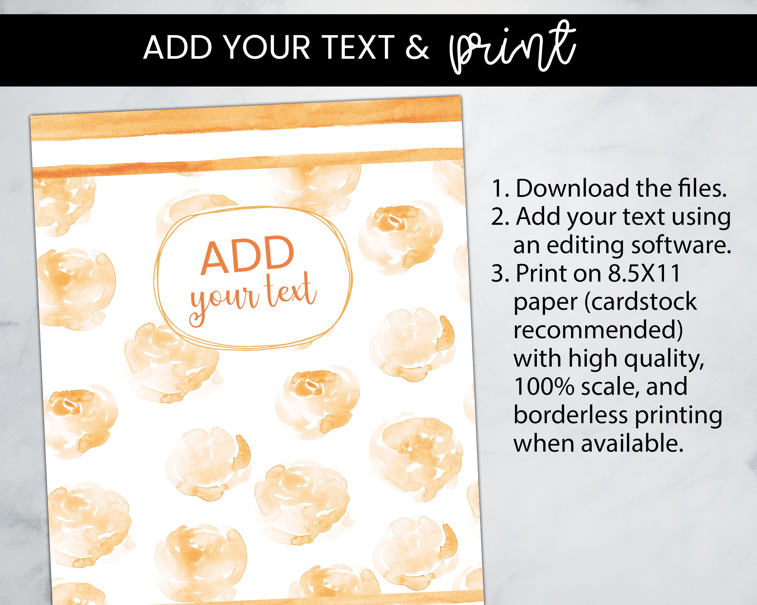 Binder Covers & Spines Editable Watercolor Roses 6 Colors - Etsy