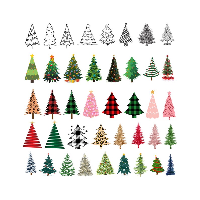 Tre Svg Bundle / Tree Silhouette / Christmas Tree / Svg Cut File for ...