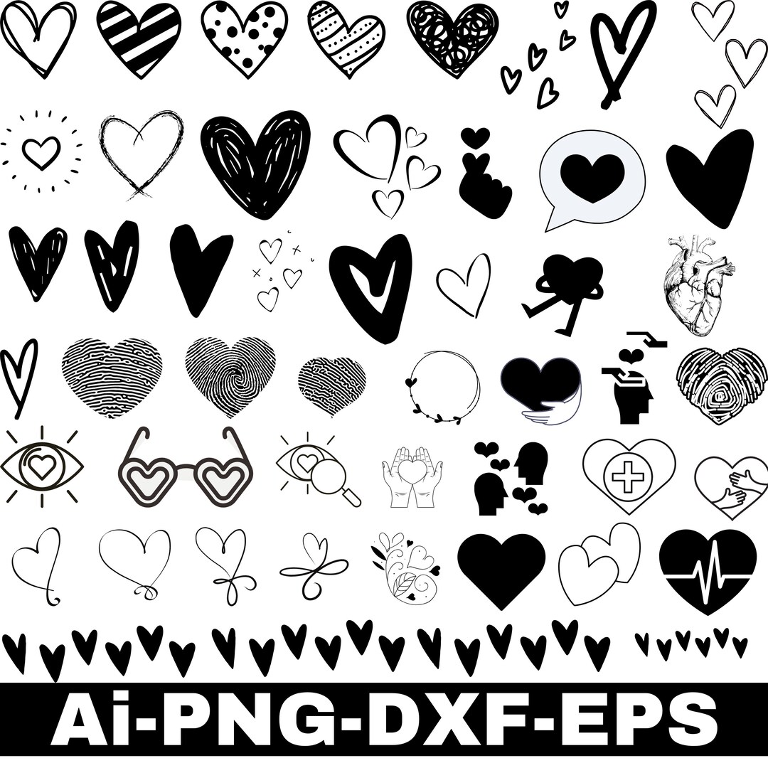 Heart Svg Bundle Heart Svg Hand Drawn Heart Svg Sketch Heart Svg