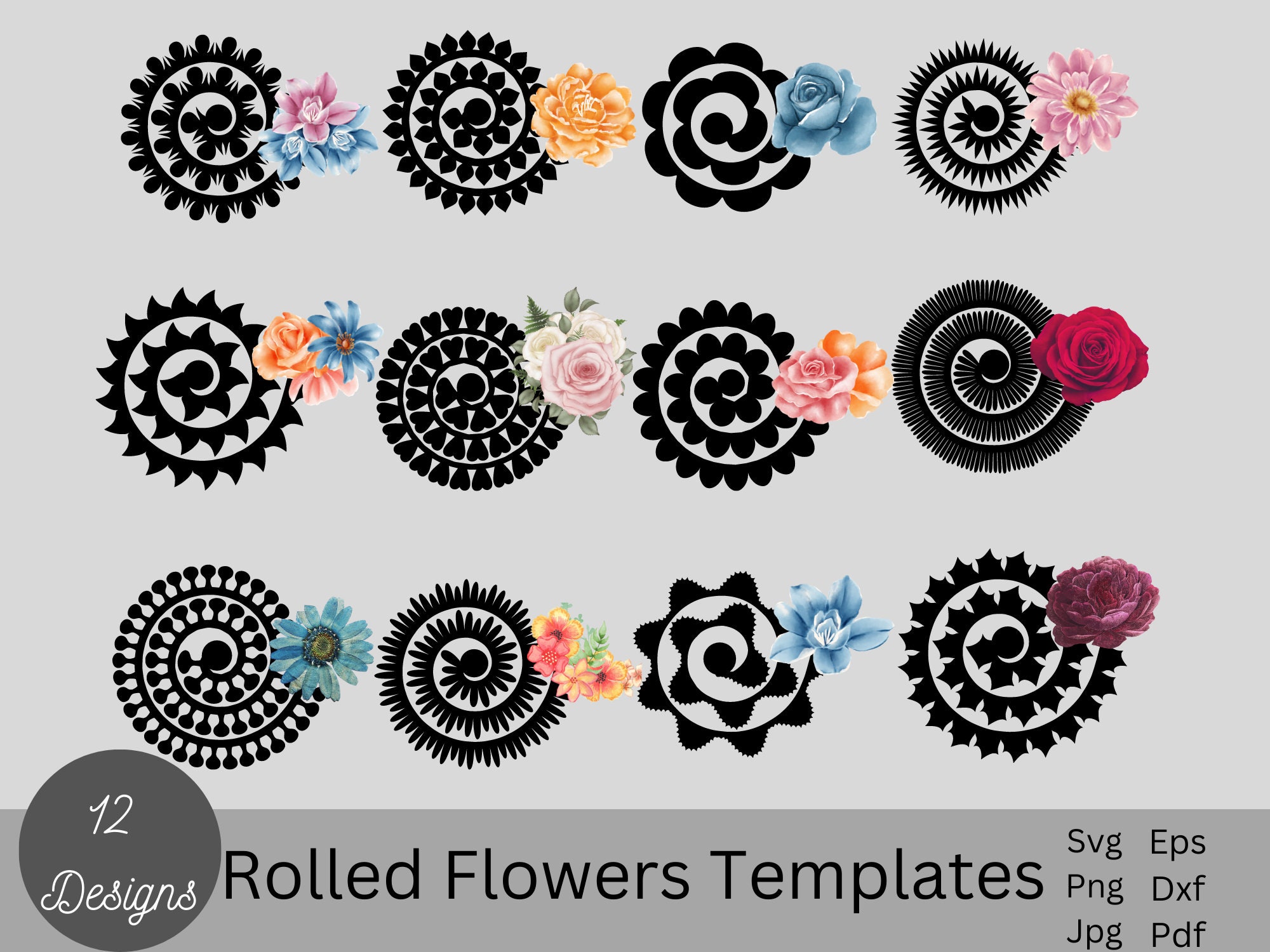 Rolled Flowers Svg Svg Bundle Bundle Svg Flower Svg Beauty Flowers - Etsy