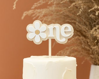 Daisy Cake Topper Flower Custom Name Rattan, Acrylic, Personalized Name ...