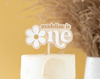 Daisy Cake Topper Flower Custom Name Rattan, Acrylic, Personalized Name ...