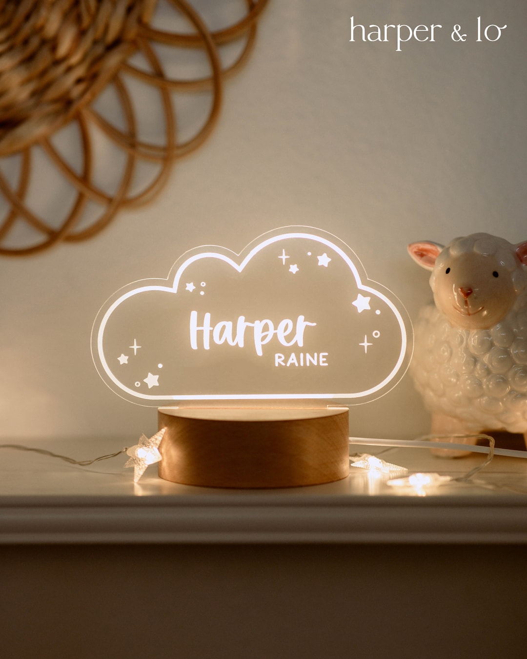 Personalized Acrylic Night Light Starry Cloud LED Light Kids Bedroom ...