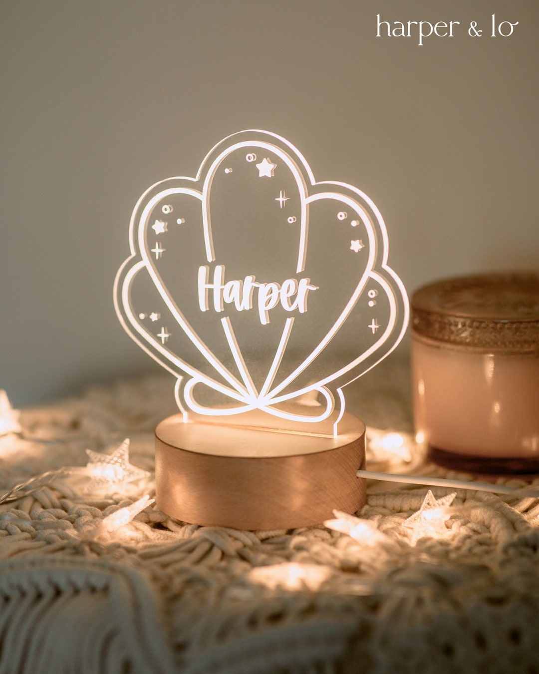 Personalized Acrylic Night Light Seashell LED Light Under the Sea ...