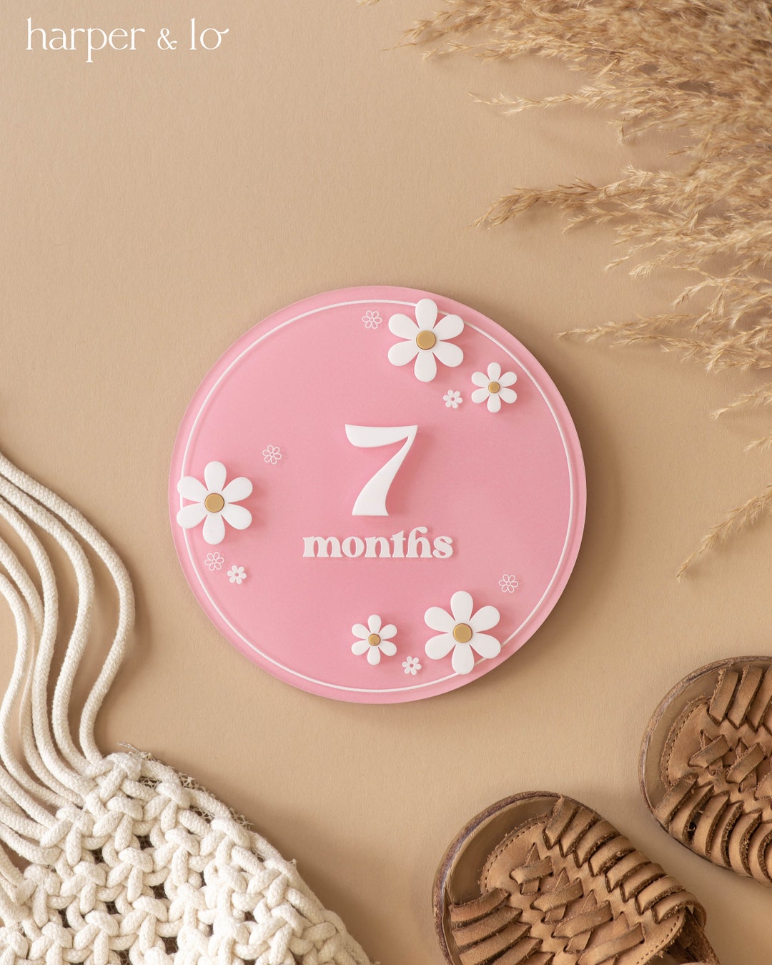 Acrylic Daisy Flower Arched Milestone Cards | Monthly Milestone Markers ...