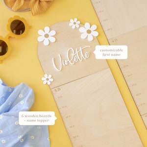 Personalized Wooden Daisy Growth Chart Boho Flower Growth Height Chart ...
