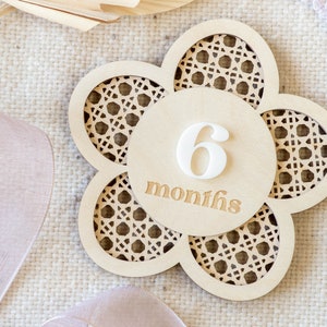 Wooden Flower Lattice Milestone Cards | Custom Name Set | Monthly ...