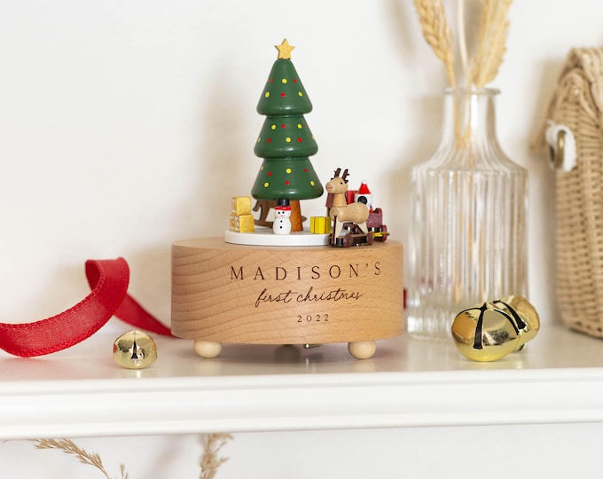 Personalised Wooden Light-up Music Box Christmas Decor LED - Etsy