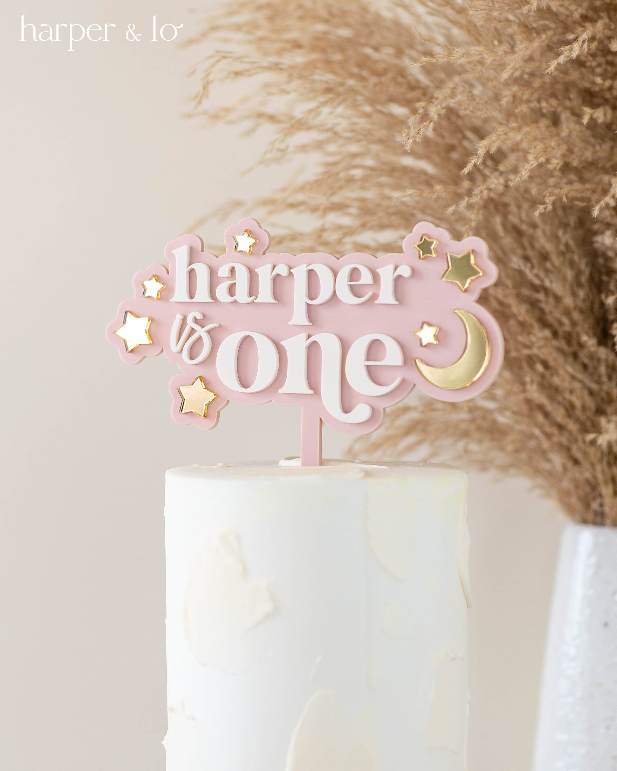 3D Acrylic Moon and Stars Custom Name Cake Topper | Personalized First ...