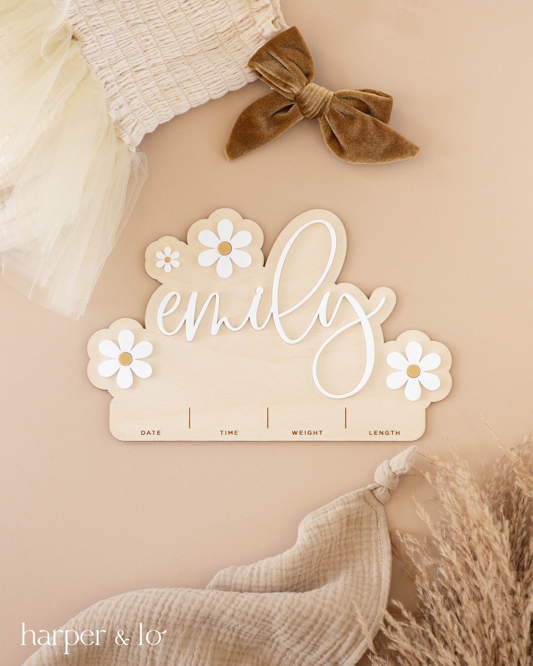 Daisy Baby Announcement Sign With Fillable Birth Stats | Personalized ...