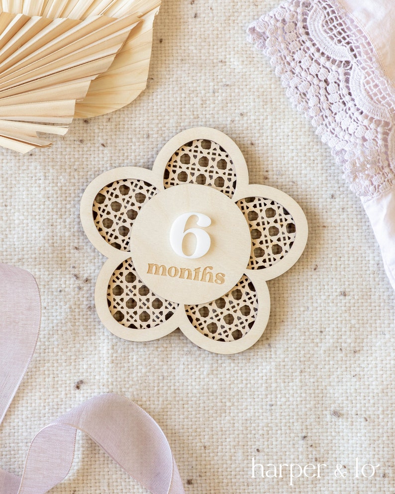 Wooden Flower Lattice Milestone Cards Custom Name Set - Etsy