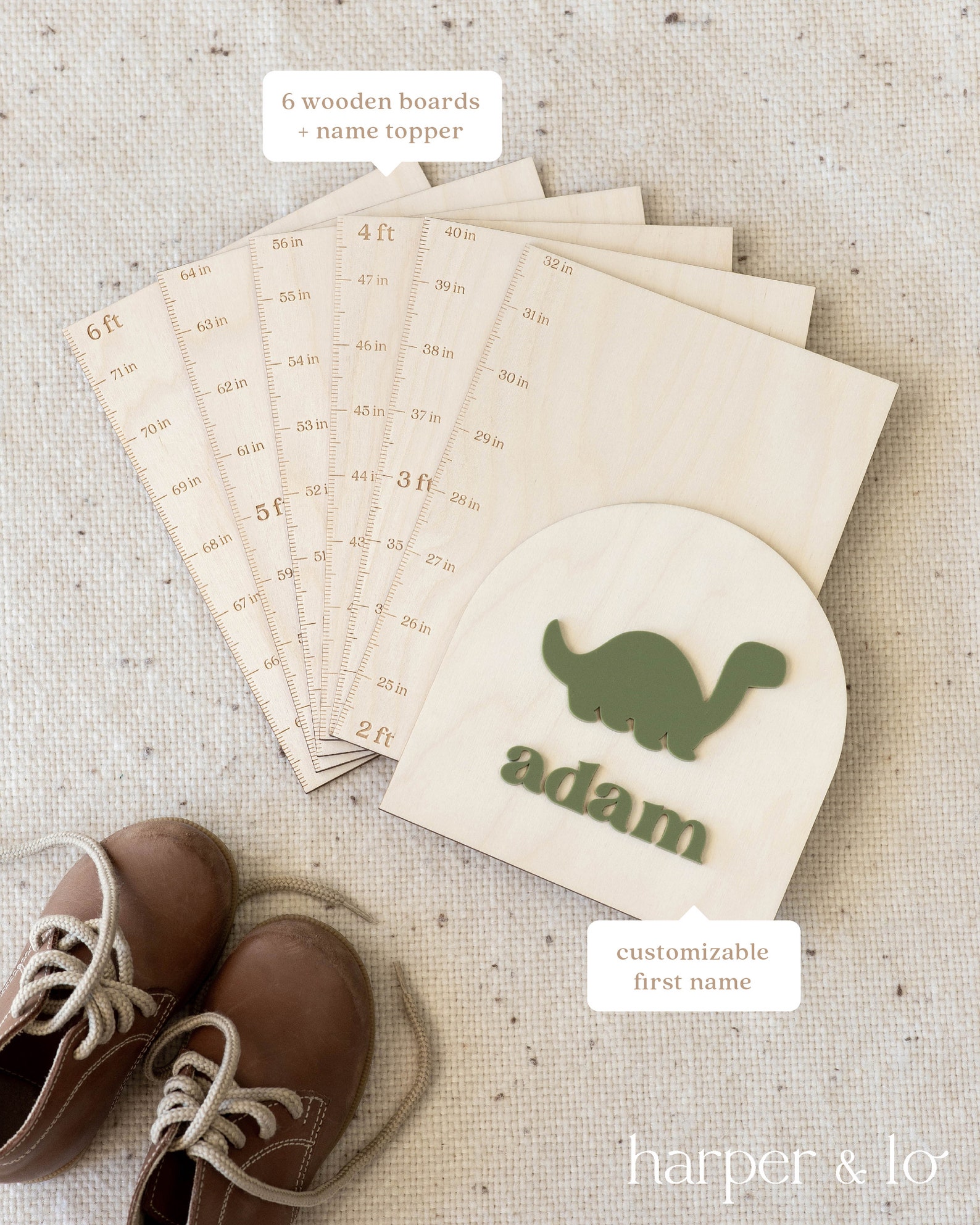 Personalized Wooden Growth Chart | Dinosaur | Growth Height Chart ...