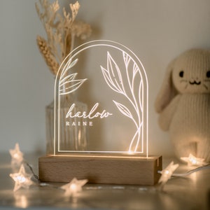 Personalized Acrylic Night Light | Boho Night LED Light | Kids Bedroom ...