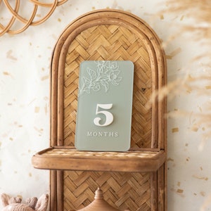 Acrylic Boho Flower Milestone Cards | Monthly Milestone Plaque Markers ...