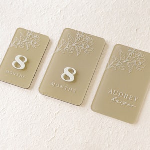 Acrylic Boho Flower Milestone Cards | Monthly Milestone Plaque Markers ...