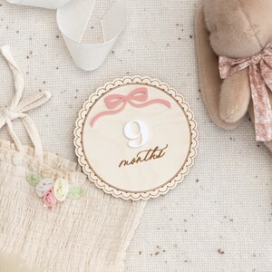 Wooden Lace Ribbon Bow Interchangeable Milestone Cards | Personalize ...