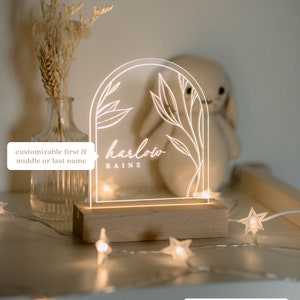 Personalized Acrylic Night Light | Boho Night LED Light | Kids Bedroom ...