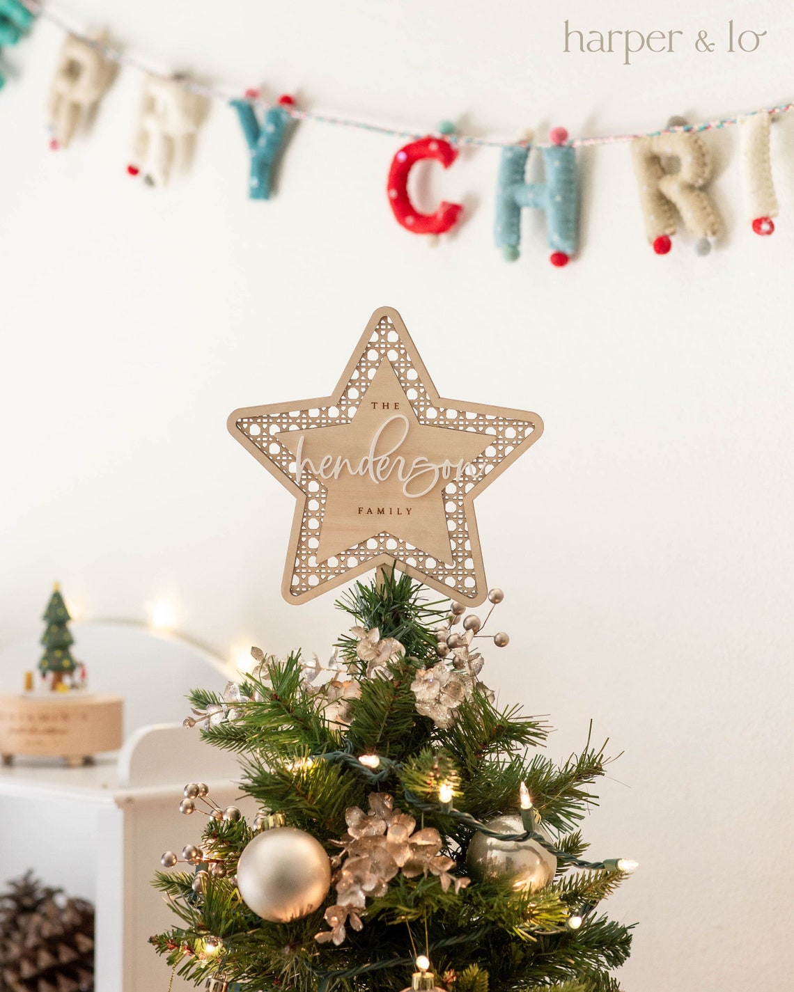 Personalized Christmas Tree Topper | Boho Christmas Star Ornament ...
