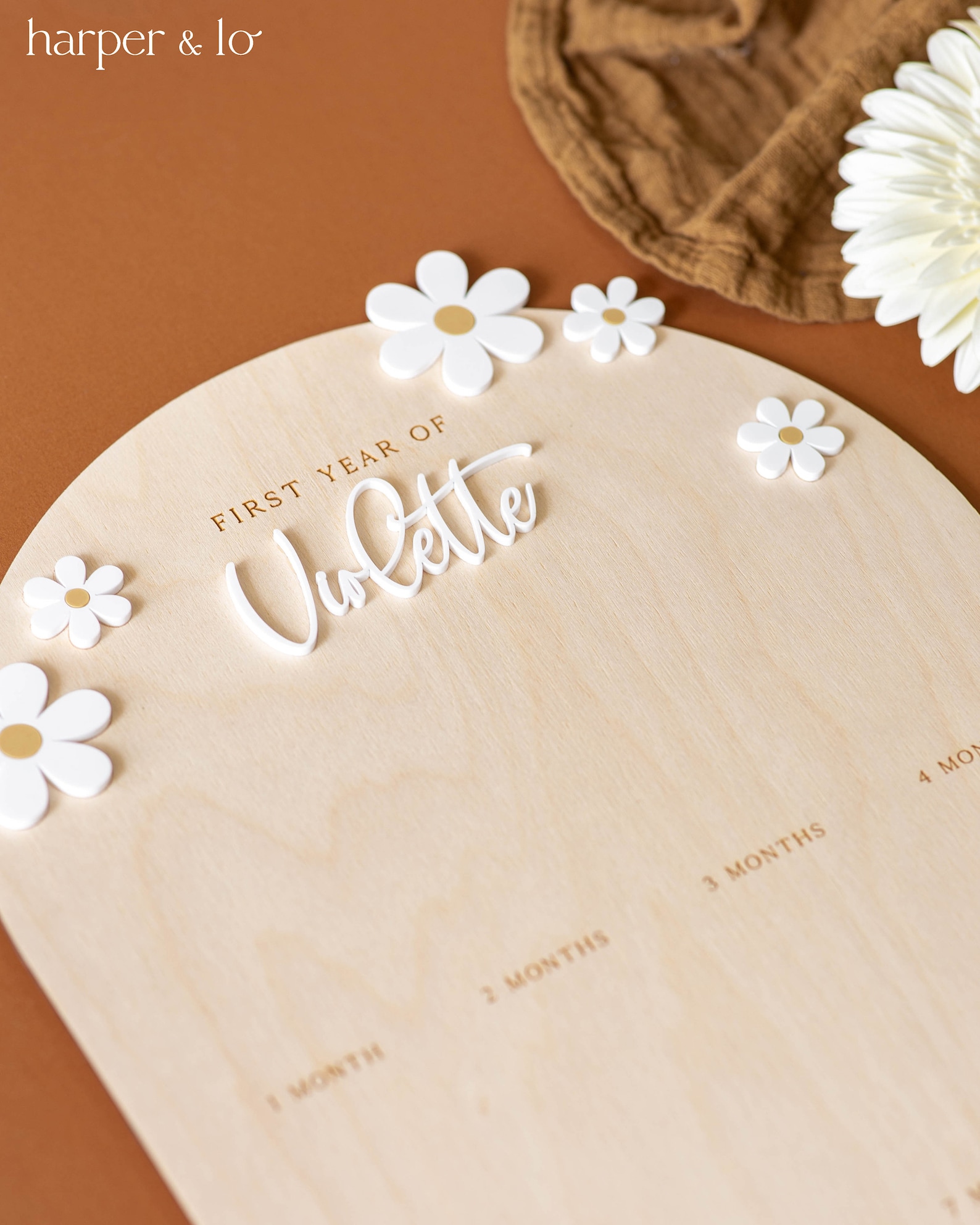 Arched My First Year Photo Sign Daisy Boho One Year Wooden Monthly ...