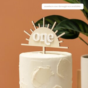 Boho Sun Cake Topper | Sunshine One Cake Smash Topper, Birthday Party Decor, Wooden Acrylic Cake ...