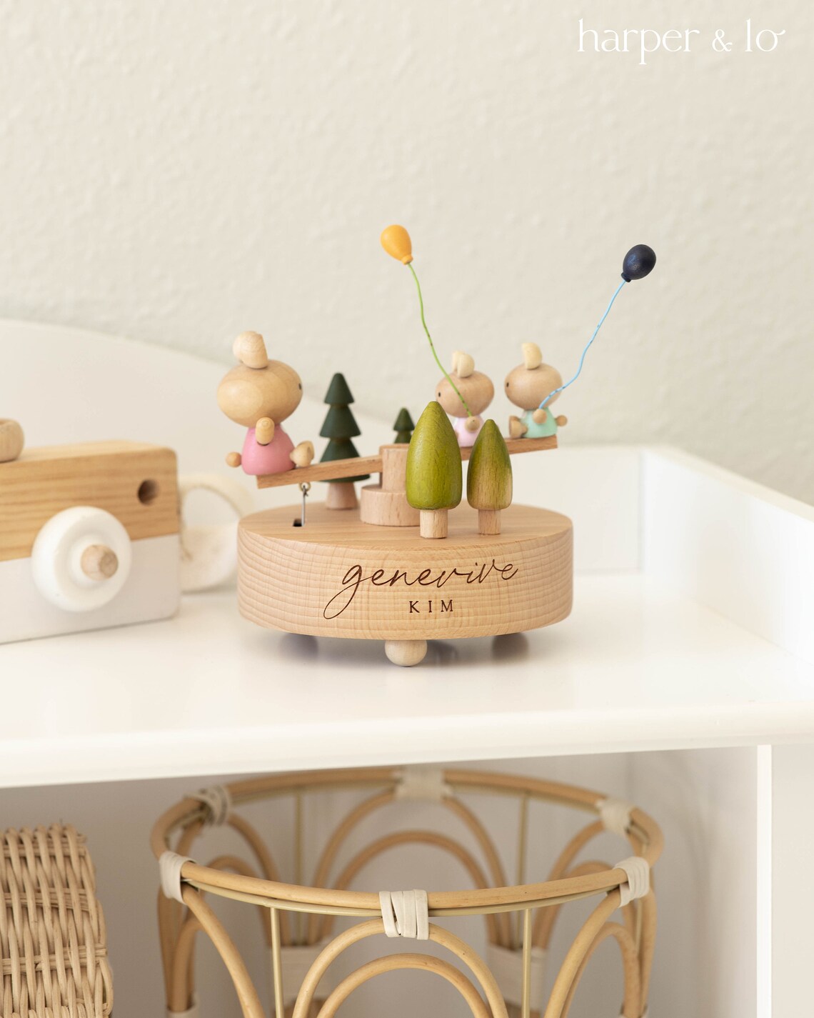 Personalized Musical Bunny See Saw Carousel | Custom Music Box Heirloom ...