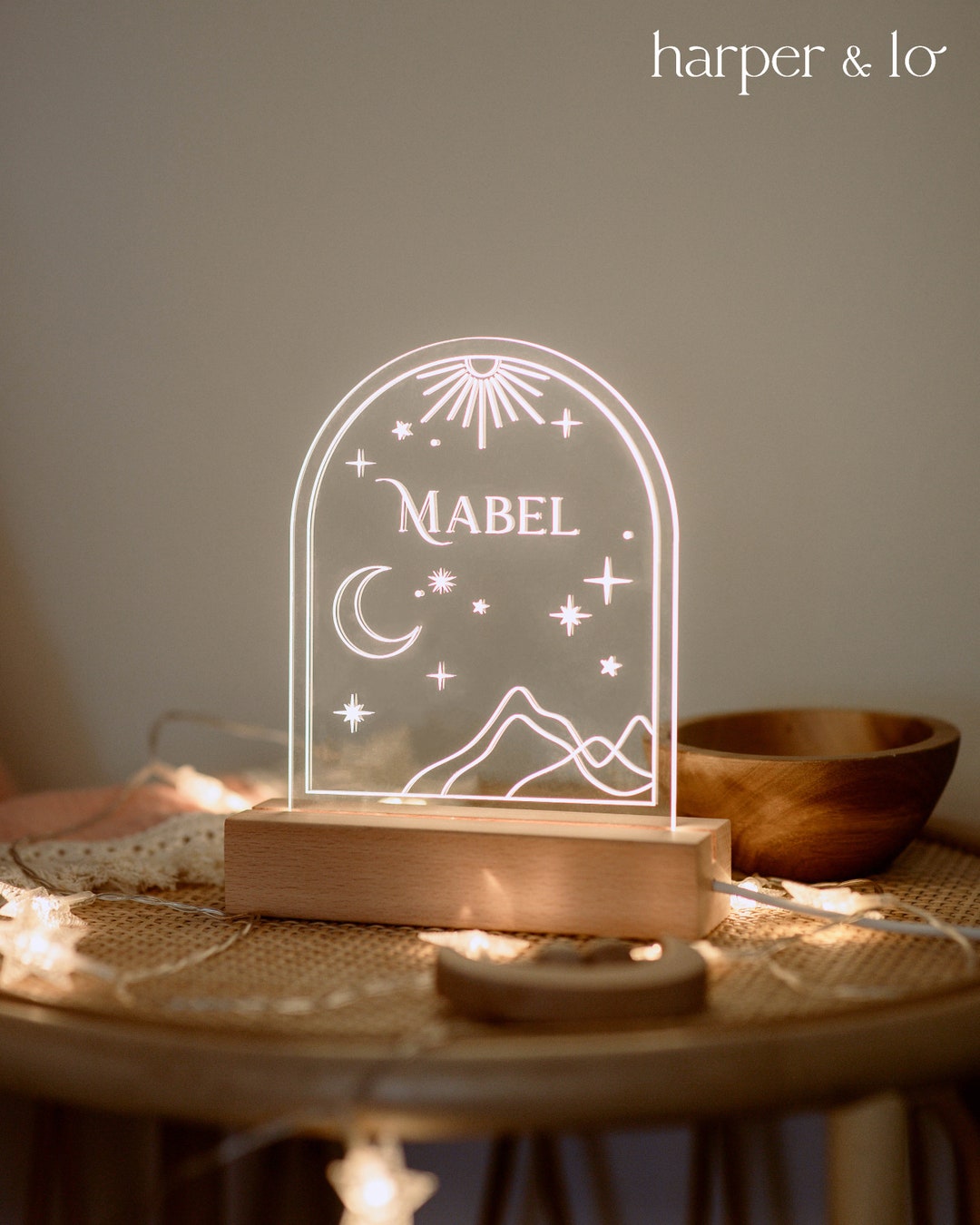 Personalized Acrylic Night Light | Celestial Night LED Light | Kids ...