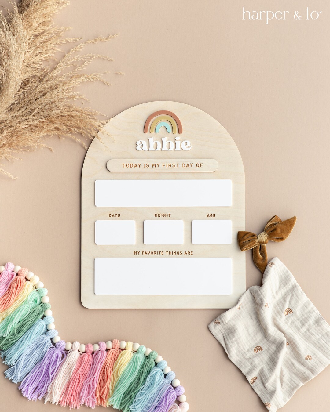 Personalized Interchangeable Rainbow First Day of School Sign, Custom ...