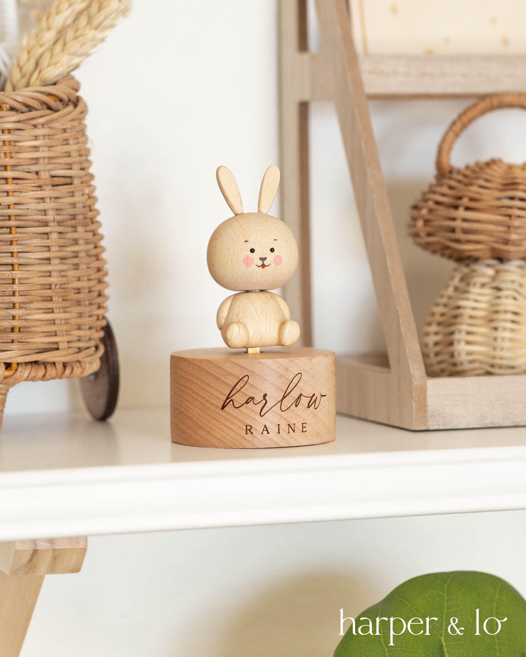 Personalized Bunny Musical Carousel | Custom Heirloom,engraved Wooden ...