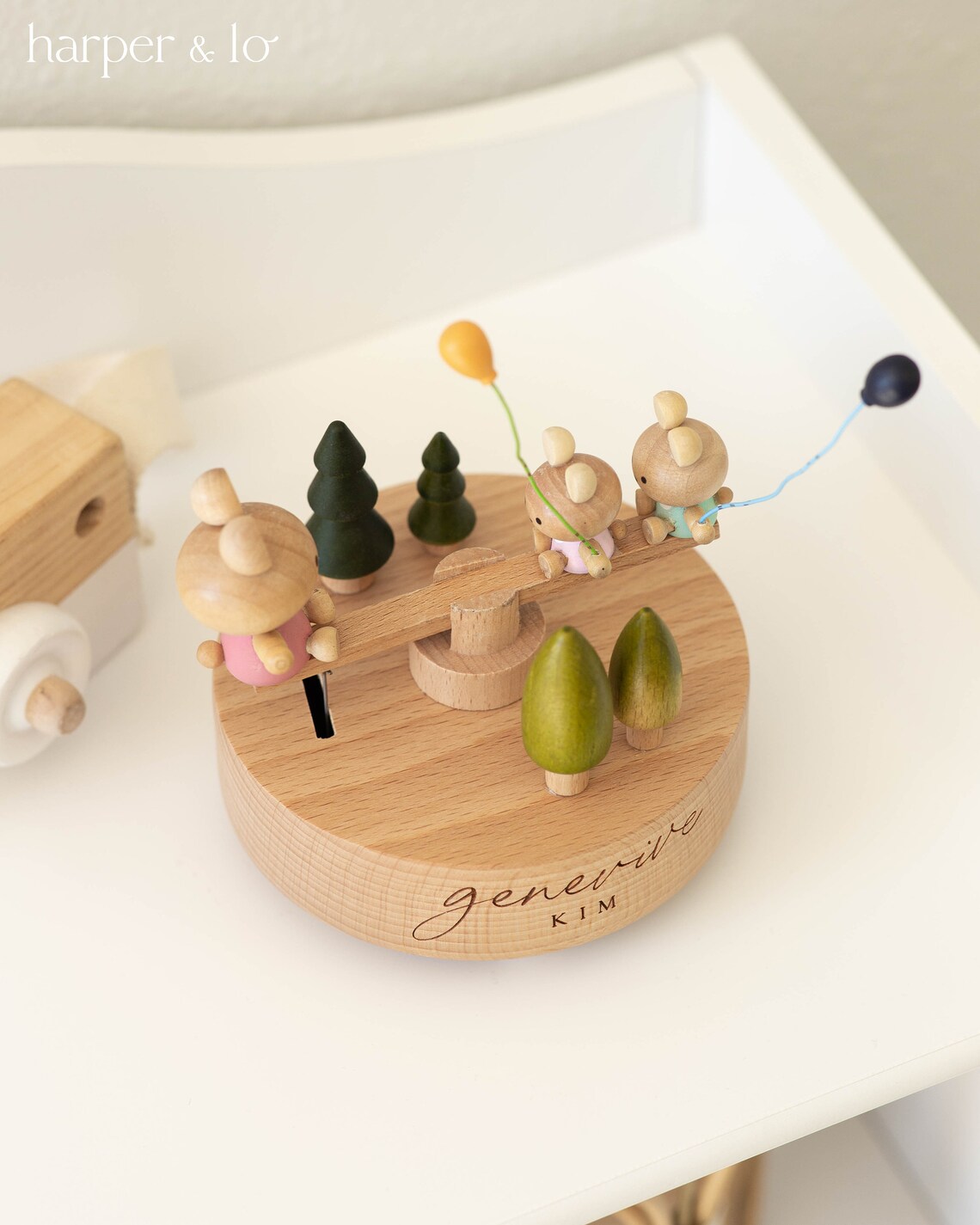 Personalized Musical Bunny See Saw Carousel | Custom Music Box Heirloom ...