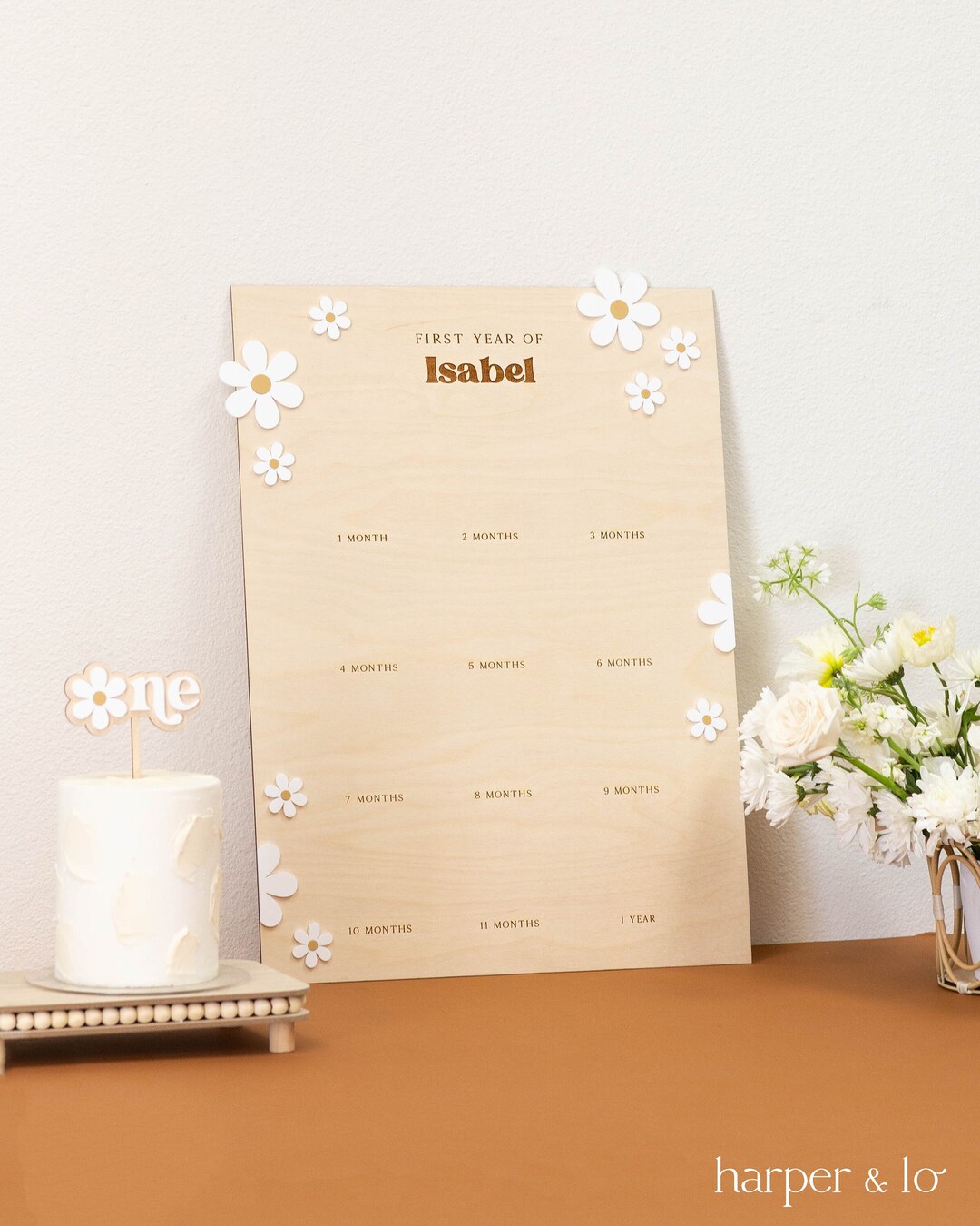 My First Year Photo Sign Daisy Boho One Year Wooden Monthly - Etsy