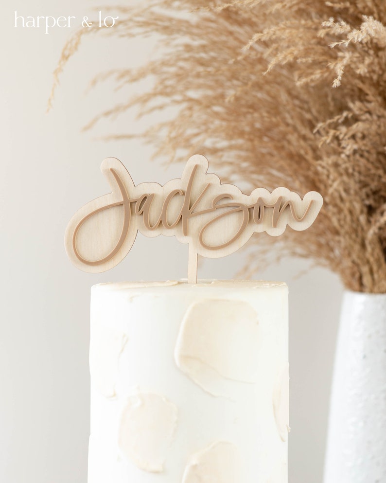 3D Layered Custom Name Cake Topper | Boho Birthday Party Decor ...
